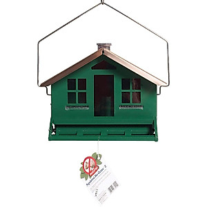 Perky-Pet 339-1SR Squirrel-Be-Gone II Home Style Bird Feeder with Chimney, Squirrel Proof Bird Feeder with Weight-Activated Perches, Large 8lb Capacity Outdoor Wild Bird Feeder