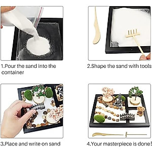 DinQ Meditation Japanese Zen Garden, Sand Garden Tools Accessories Box Set, Suitable for Home Office Desk Bonsai Decoration