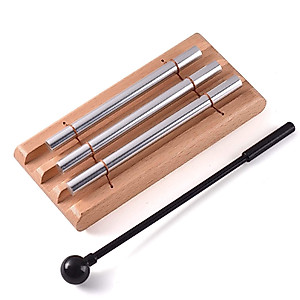 Three Tone Meditation Chime, Trio Hand Chime Bell Percussion Instrument for Yoga, and Teachers’ Classroom Management