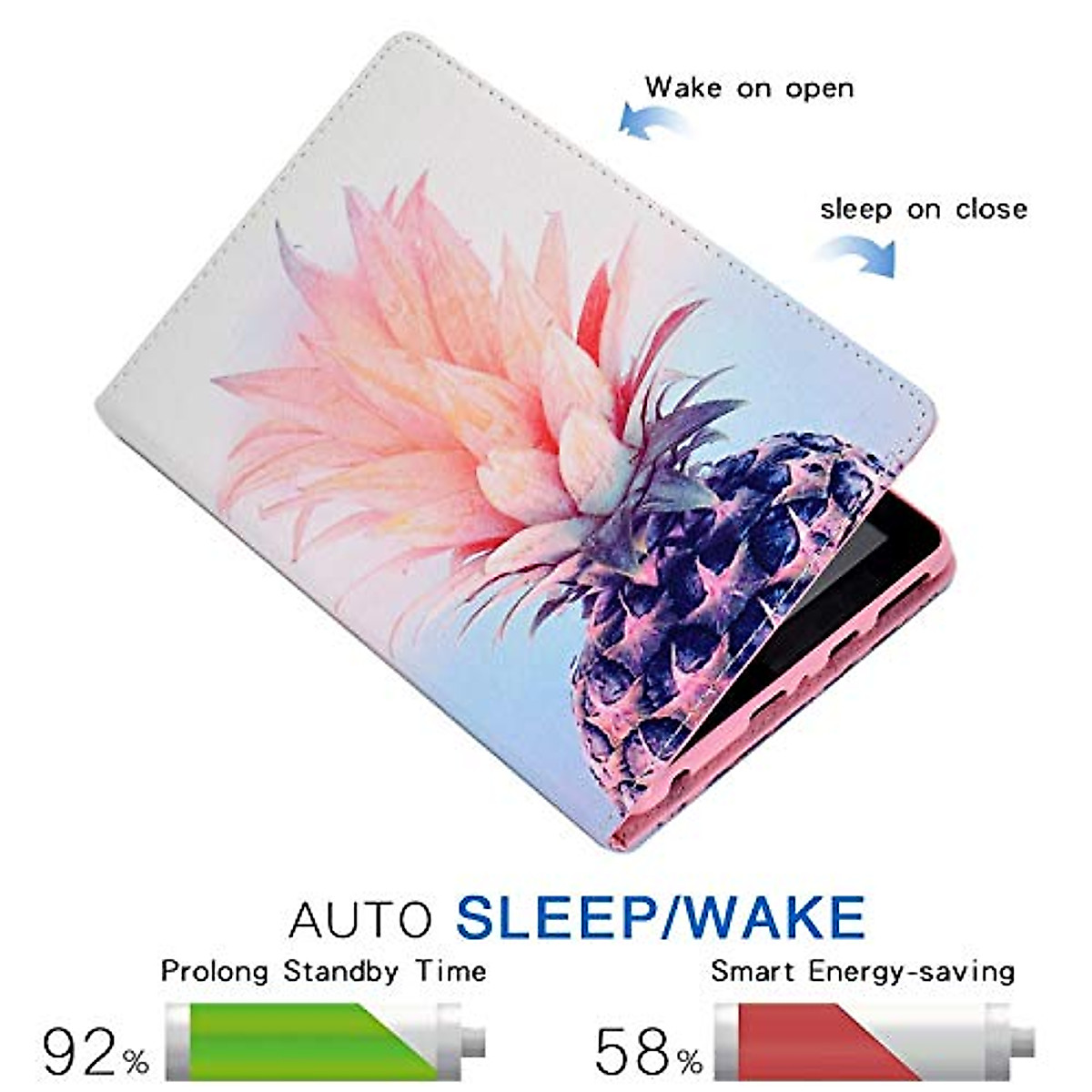 HD 10 Case DTangLsm Case for Amazon Fire HD 10 Tablet (5th/7th/9th Generation, 2015/2017/2019 Release) - Slim Leather Folding Protective Stand Cover with Auto Wake/Sleep for 10.1 Inch Tablet,Pineapple