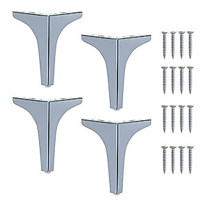 FIVEPEARS 4Pcs 7 Inch Polished Chrome Metal Dresser Furniture Legs Set, Heavy Duty Modern Furniture Replacement Hardware Feet for Cabinet Table Ottoman Sofa Couch Nightstand Chair Stool Bench Desk
