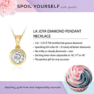 1/2Ct Diamond Pendant Necklace For Women | Certified GH VS/SI Real 14K Yellow Gold Lab Grown Bezel Set Diamond Solitaire Necklace and Chain | Ideal Gift for Girls of all Ages