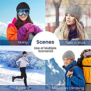 blueear Bluetooth Beanie Hat Bluetooh 5.2 Headphone Wireless Winter Knit Hats with Stereo Speaker and MIC 15 Hours Working Time for Outdoor Sports Grey