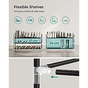 SONGMICS 3-Tier Shoe Rack with Shelves for Closet Entryway, Black ULSH053B01, 11 x 38.8 x 22.8 Inches