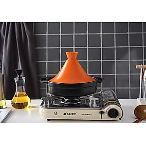 WJXBoos Ceramic Casserole Steamer Braiser Pan Healthy Saucepan Earthen Pot for Braising Slow Cooking,Moroccan Tagine Pot with Lid 1.3quart