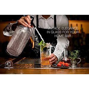 Smoky Dog - Premium Glass Soda Siphon with Stainless Steel Mesh cover - 1 Liter, Retro Design, Vintage Replica for Premium Cocktails and Sparkling Beverages at Home or Bar,