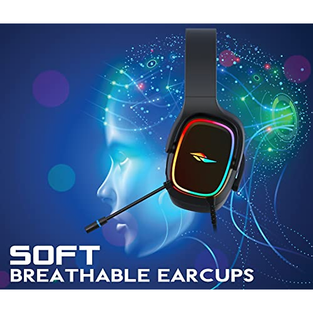 Rosewill Saros C150XS 7.1 Surround Sound USB Pro Gaming Headset, 50mm Full Spectrum Driver, Noise Reduction Microphone, Convenient in-Line Controls, Dynamic RGB Backlighting, Software Configuration