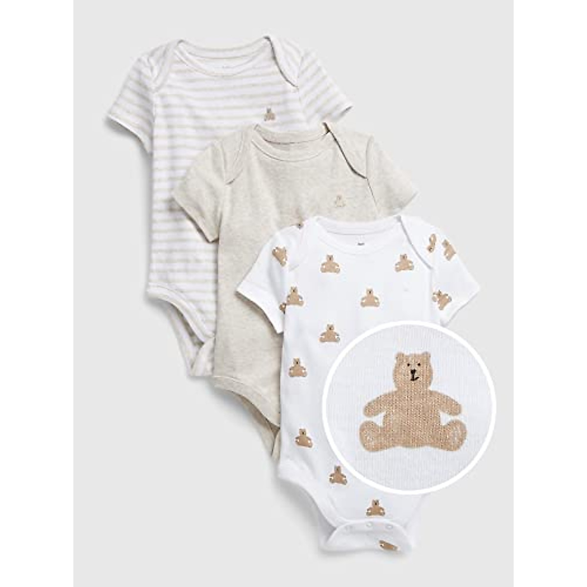 GAP unisex baby First Favourite Short Sleeve Bodysuits, Oatmeal Heather B0220, 0-3M US