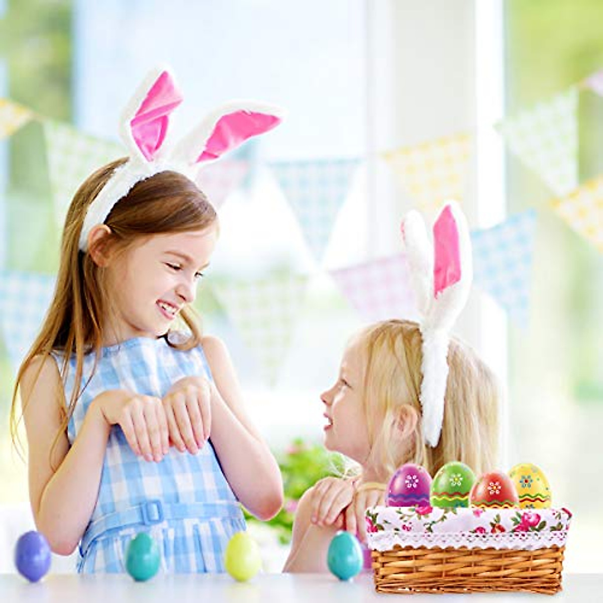 Hemoton Woven Basket Rattan Storage Bin Seagrass Wicker Basket with Floral Fabric Liner Dedsktop Sundries Container Weaving Jewelry Cutlery Organizer