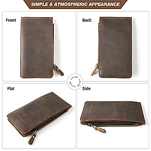 Jack&Chris Leather Multi Card Organizer Wallet Credit Card Holder Thin Wallet with Zipper Pocket,MBNM026 (Dark Brown)
