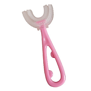 Electric Toothbrush with U-Shaped Toothbrush, Whitening Massage Toothbrush, Baby Toothbrush Food Grade Labor-saving Silicone U-shaped Manual Infant Toothbrush Baby Supplies- Green Small Circle