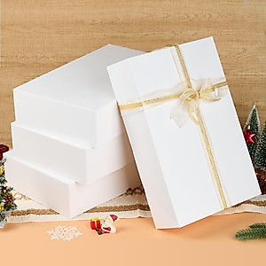 ZORRITA 10 Pack White Gift Boxes with Lids, 17 x 11 x 4 Inch Extra Deep Shirt Boxes Robe Boxes, Auto Pop-up Boxes for Clothes Presents