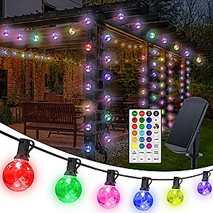 30FT G40 Solar Christmas Lights Outdoor, Waterproof Christmas Lights Color Changing String Lights with 30 Shatterproof LED Light Bulbs, Solar Outdoor Lights for Patio Cafe Backyard Garden Porch Decor