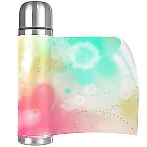 Stainless Steel Leather Vacuum Insulated Mug Tie-dye Thermos Water Bottle for Hot and Cold Drinks Kids Adults 16 Oz