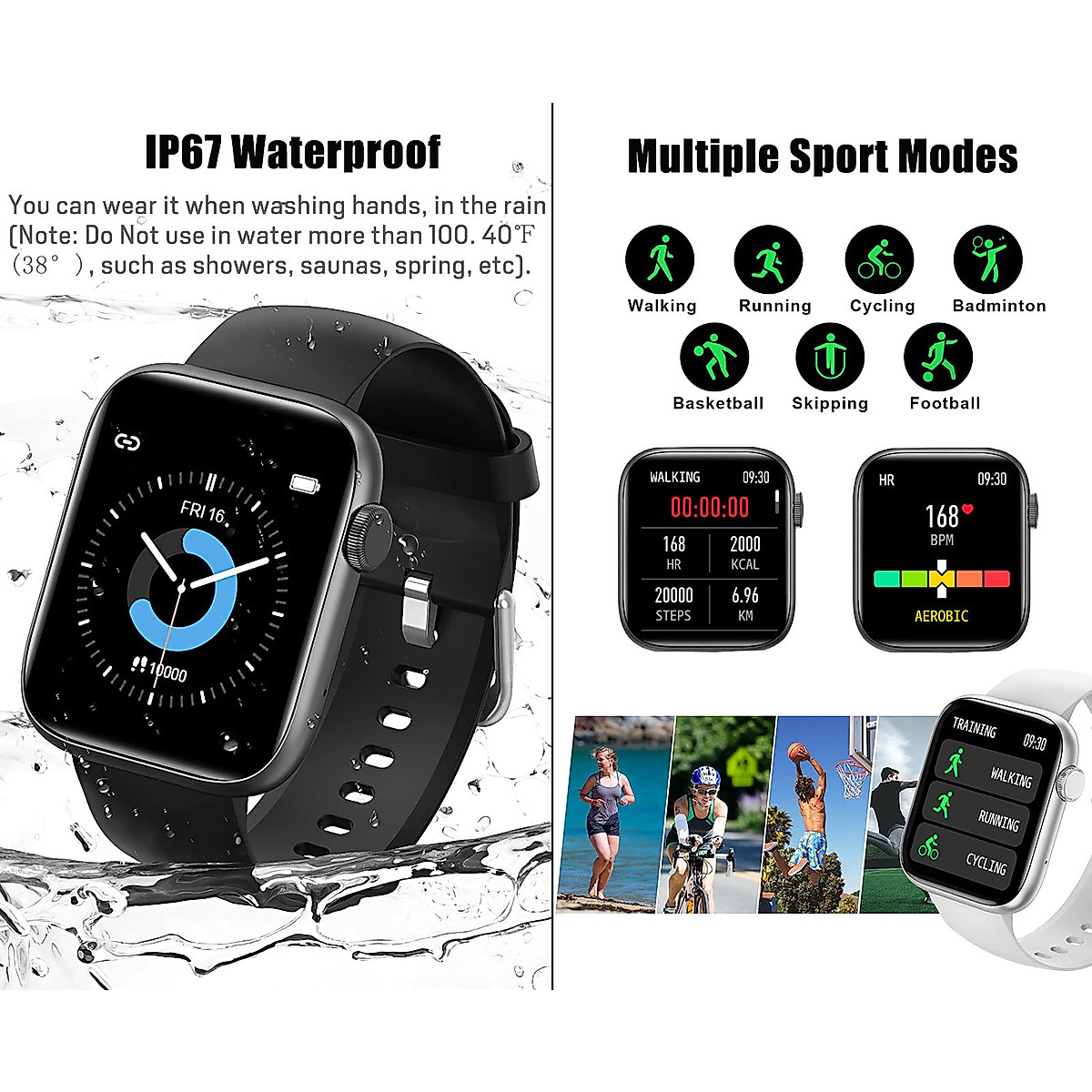 feifuns Smart Watch with Call(Answer Make Call) IP67 Waterproof Fitness Tracker Heart Rate Blood Pressure Oxygen SpO2 Sleep Step Calorie Count Smart Watches for Men Women for Android iOS Phone (White)