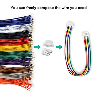 Keszoox Jst SH1.0mm Connector Kit and Premium Pre-Crimped Cables，for SPRacing F3 Omnibus F4 Pro F7 Racing Drone Wire Kit，Total 140pcs sh1.0 Connectors and 10 Colors 250pcs 28AWG Cable 150mm Wire