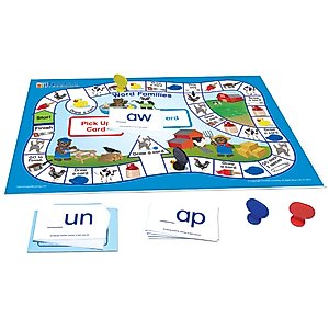 Word Families Learning Center (Grades K - 1) - Gameboard, Illustrated Game Cards, Flash Cards and Activity Guide for 4 Students in Durable Pouch