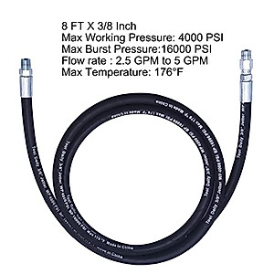 Tool Daily Pressure Washer Whip Hose with Swivel, Hose Reel Connector Hose for Pressure Washing with Pressure Washer Adapter Set, 8 FT