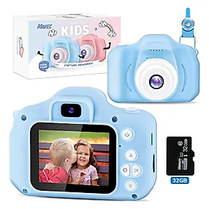 MAVREC Kids Digital Camera Toys for Boys Girls Age 3-9, 1080P HD Selfie Video Cameras for Toddler with 32GB SD Card, Best Easter Birthday Gifts for Boys Girls 3 4 5 6 7 8 9 Year Old Blue