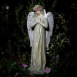 CHRUI Angel Outdoor Garden Decor Statues, 20 inch Solar Outdoor Patio Angel Art Garden Cemetery Decorations Statue for Patio, Lawn, Yard Decoration , Housewarming Garden Unique Gift (Praying Angel)