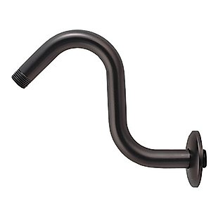 S-style Shower Arms High Rise Shower Arm, Brass Construction, Oil Rubbed Bronze Finish, with Flanges, Raise up 4" - By Plumb USA