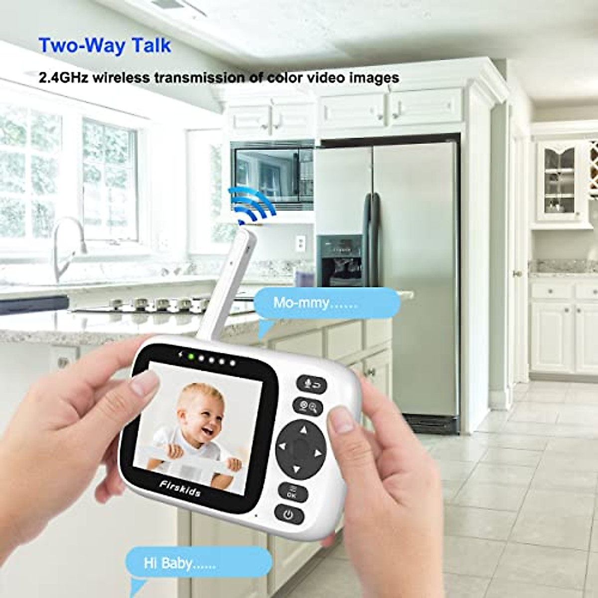 Firskids Baby Monitor with Camera and Audio,No WiFi Required,3.2" Baby Video Monitor, Long Range, Easy to Use, 2-Way Talk, VOX, Night Vision, Suitable for Baby Monitoring and Elderly Care