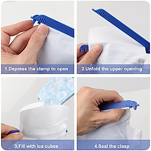 10 Pack Refillable Ice Bags with Clamp Closure 6-1/2 x 14 Reusable Medical ice packs for injuries Easy Filling Hospital Icepack with Soft Outer Covering with Leak Proof closure, Super soft Inner Layer