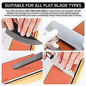 KC-KEVINCODY 2 Pcs Whetstone Sharpening Stone - Dual Sided 400/1000 Grit & 3000/8000 Grit for Kitchen Knives - Premium Knife Sharpener