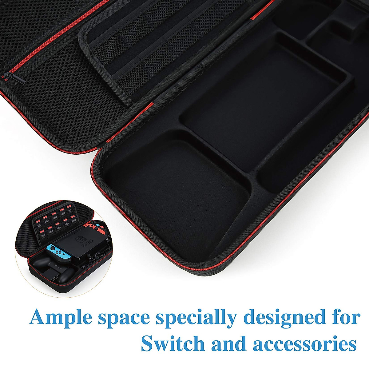 HEYSTOP Carrying Case Compatible with Nintendo Switch Portable Travel All Protective Storage Case Screen Protector Thumb Grips Caps for Nintendo Switch Accessories with Joy-con Grips and PlayStand