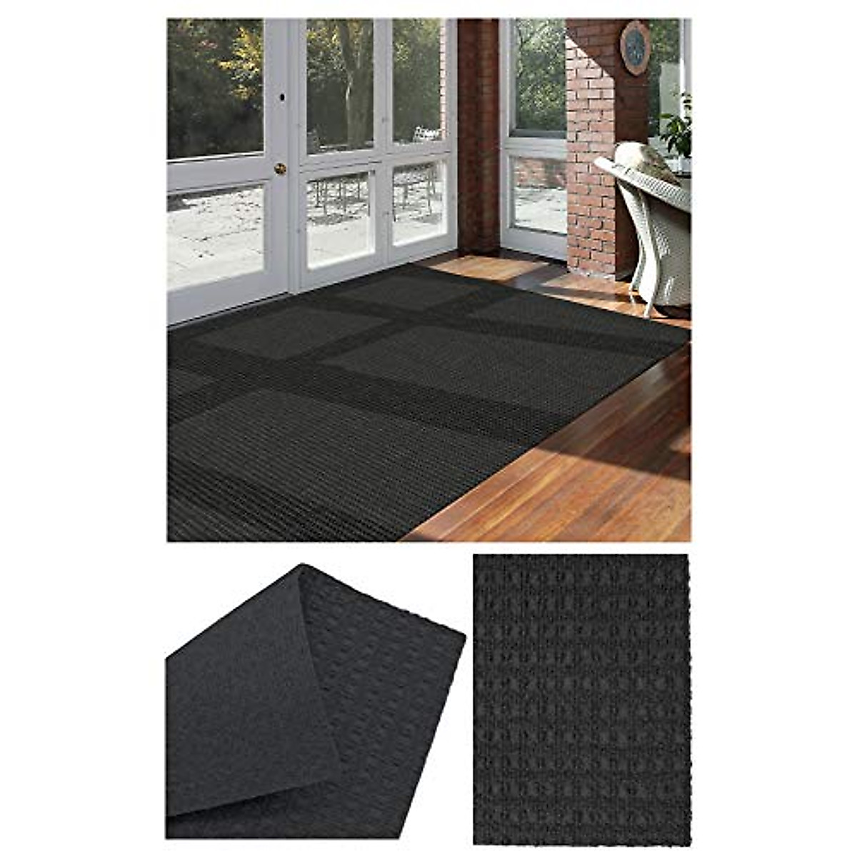 KOECKRITZ Waffle Pattern Indoor/Outdoor Custom Cut and Made-to-Order Light Weight Balcony Cover Area Rugs for Patios, Decks, Balconies. Stop Dropping Things On Your Neighbors Balcony.