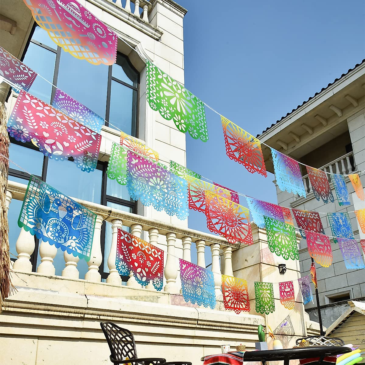 EFOT Mexican Party Banners, Papel Picado Banner - Cinco de Mayo, Fiesta Party Decorations, Dia De Los Muertos Decor, Day of The Dead Decorations, 5 Packs 82 Ft Long