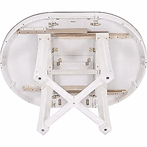 WOZNLA 5-Piece Dining Table Set - Round to Oval Extendable Butterfly Leaf Wood Table with 4 Upholstered Dining Chairs with Armrests - Ideal for Kitchen and Family Gatherings