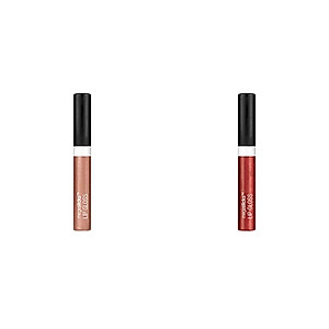 wet n wild Megaslicks Lip Gloss, Rose Gold, 0.19 Ounce with Megaslicks Lip Gloss, Red Sensation, 0.19 Ounce