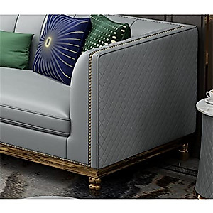 FZZDP Postmodern Hong Kong Style Leather Sofa Three-Piece Apartment Sofa Living Room Furniture