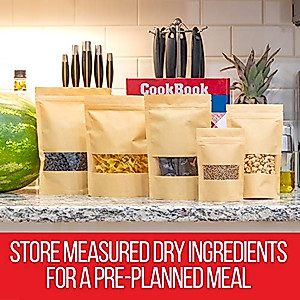 75- Pcs Bulk Heat Sealable Bags for Packaging - Food Grade Zip Stand Up Kraft Bags with Window - Resealable Waxed Paper Pouch Bags for Selling Products (12cm x 20cm) - (4.7" x 8") - 6oz