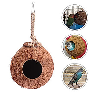 balacoo Coconut Bird House Hanging Natural Coconut Shell Bird Nest Bird Breeding Nest for Parakeets Budgerigar and Small Pet