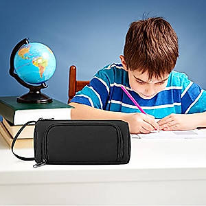 Della Gao Pencil case for Gilrs Boys Large Pencil Pouch to organize Pen Pencil for Middle School College Student Artist Metal Zipper Practical Cloth Office Pencil Bag Holder Black