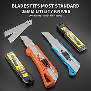 Decare 25mm SK5 Snap Off Blades, 60 Blades (420 segments) Multi Snap-Off Replacement Blades with Dispenser Fits Most 25mm Utility Knives Box Cutter