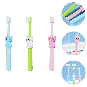 Healifty 3pcs Children's Soft Bristle Toothbrush Lovely Kids Toothbrush Child Toothbrush Kid Oral Care Toothbrush Manual Toothbrush Toothbrushes Teeth Cleaning Brush Aldult TPE Makeup Baby