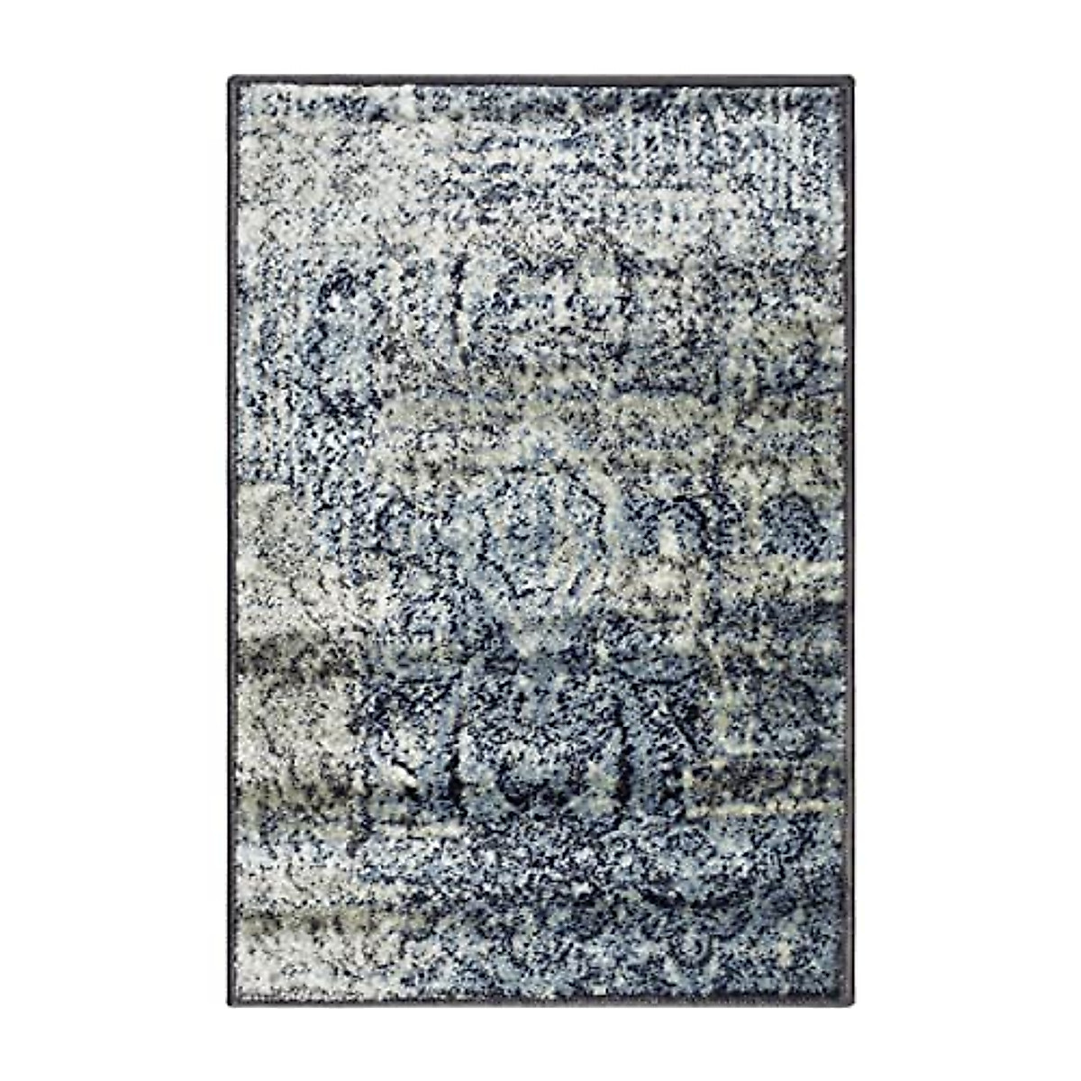 BNM Indoor Abstract Medallion Pattern Area Rug, Perfect for Office, Living Room, Entryway, Bedroom, Hardwood, Tile, or Carpet Cover, Floor Covering, Home Decor, with Jute Backing, 2' x 3', Blue