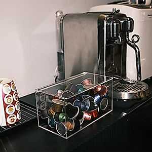 SEANADO Coffee Pod Holder Storage Container with Lid Clear Acrylic Coffee Bar Accessories Organizer Multifunctional Storage Box (Clear)