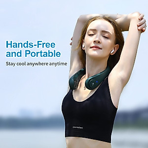 LAFANDO Portable Neck Fan, White Wearable Personal Fan, Hands Free Bladeless Fan, Hanging Fan, Headphone Design Traveling Cooling Fan, Quiet neck cooler, Leafless, USB Rechargeable, 3 Speeds