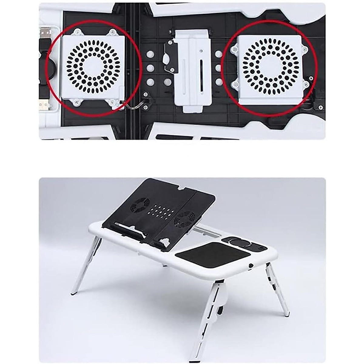 Laptop Bed Desk Tray Bed Table, Folding Lap Desk, Adjustable Home Office Standing Desks for Couch Floor Reading Writing Eating Working Studying Black-PP