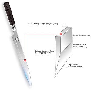 imarku Sashimi Sushi Knife Japanese, 10 inch Yanagiba Knife, Professional Fish Knife Single Bevel for Fish Filleting, Slicing with Ergonomic Pakkawood Handle, Best Gifts for Japanese Food Lover