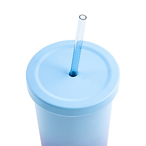 Manna Chilly Double-wall Vacuum Insulated Stainless Steel Tumbler with Splash-proof Lid and Reusable Tritan Straw - 24 Oz - Purple Ombre