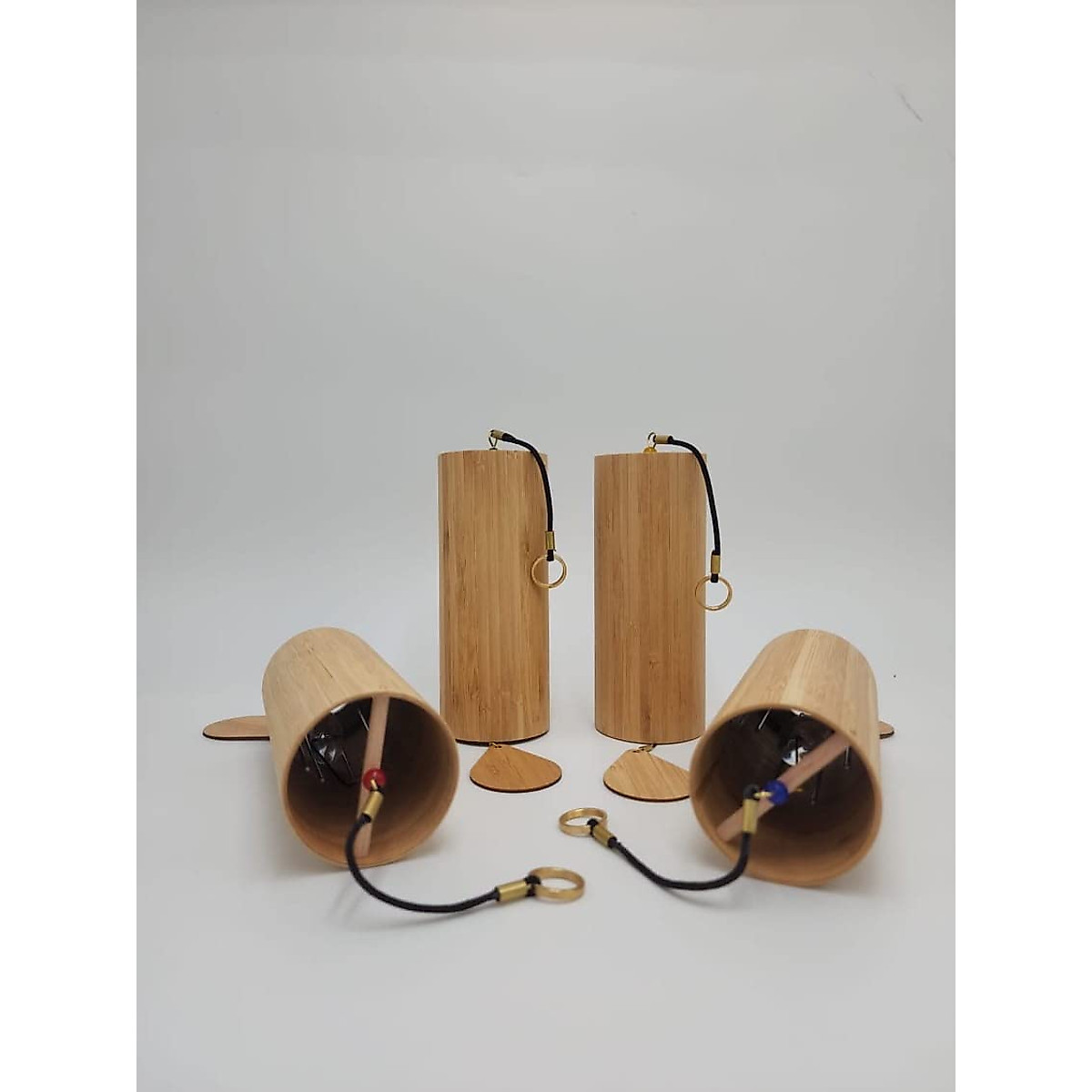 YANTRA Set of 4 Wooden Bamboo Chimes Includes All Elements Fire Water Air and Earth (Without Wooden Stand)