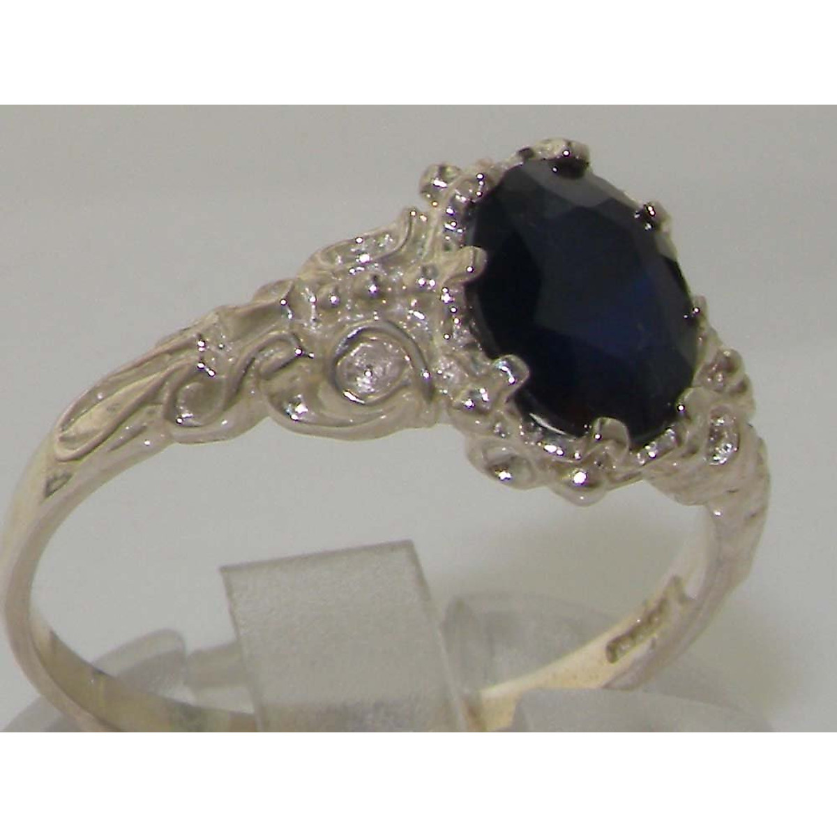 LetsBuyGold 925 Sterling Silver Real Genuine Sapphire Womens Solitaire Engagement Ring - Size 6
