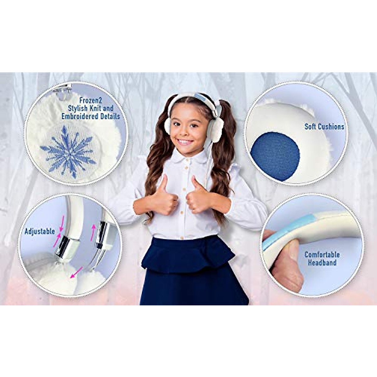 eKids M48 Disney Frozen 2 Kids Headphones Fashion with Built in Microphone, Stream Audio Playback Disney Plus, Adjustable Kids Headband Home Travel