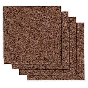 Quartet Cork Board Bulletin Board Tiles, 12" x 12", Corkboard, Mini Wall Bulletin Boards, Decorative Pin Boards for Home Office Decor, Home School Message Board, Modular, Dark Brown, 4 Pack (15050Q)