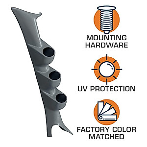 GlowShift Diesel Gauge Package Compatible with Ford Super Duty F-250 F-350 6.0L 7.3L Power Stroke 1999-2007 - Tinted 7 Color 60 PSI Boost, 1500F EGT & Transmission Temp Gauges - Gray Triple Pillar Pod